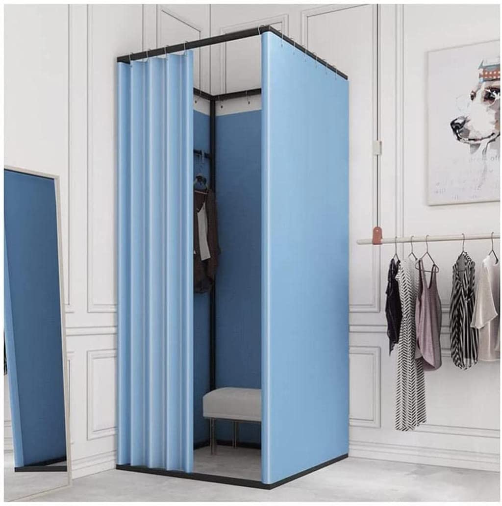 Mobile Fitting Room, Portable Dressing Room Frame with Curtain and Hoo ...