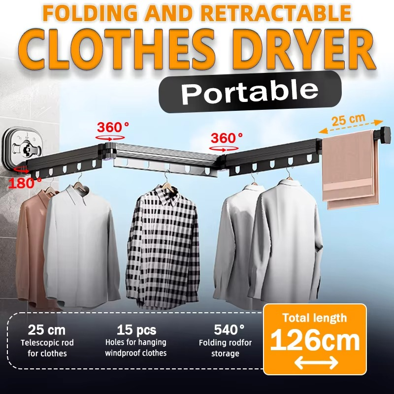 Retractable Cloth Drying Rack Collapsible Cloth Hanger Aluminum Wall M ...