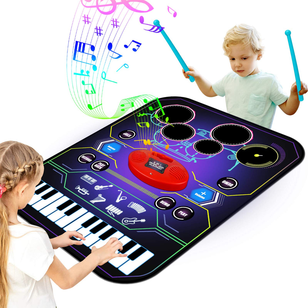 2-in-1 Music Playmat with Drum & Keyboard Piano Combo – Easy Bargains
