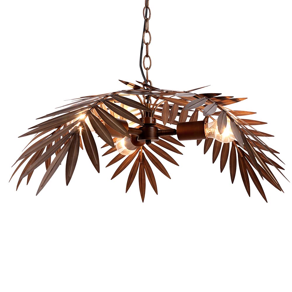 Vintage Tropical Coconut Leaves Chandelier Unique Rustic Tree Lights L ...