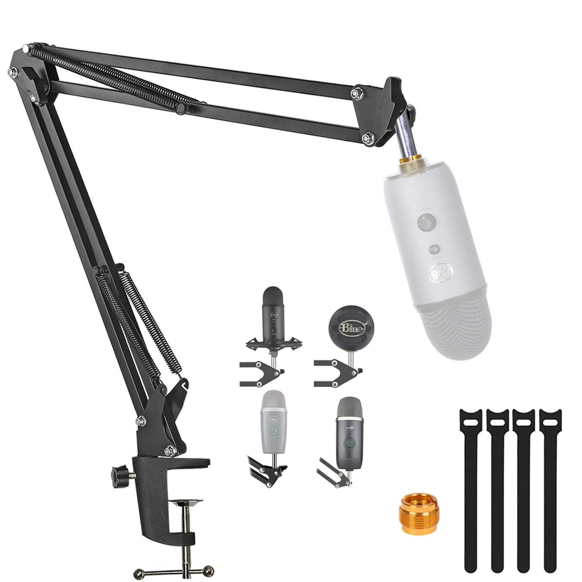 Microphone Desk Stand for Blue Yeti Adjustable Suspension Boom Scissor ...
