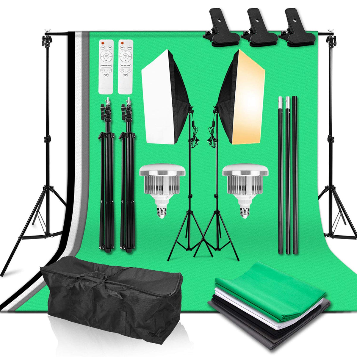 Studio lighting Kit Bi-Color Dimmable 2x 85W Softbox Continuous Lighti ...