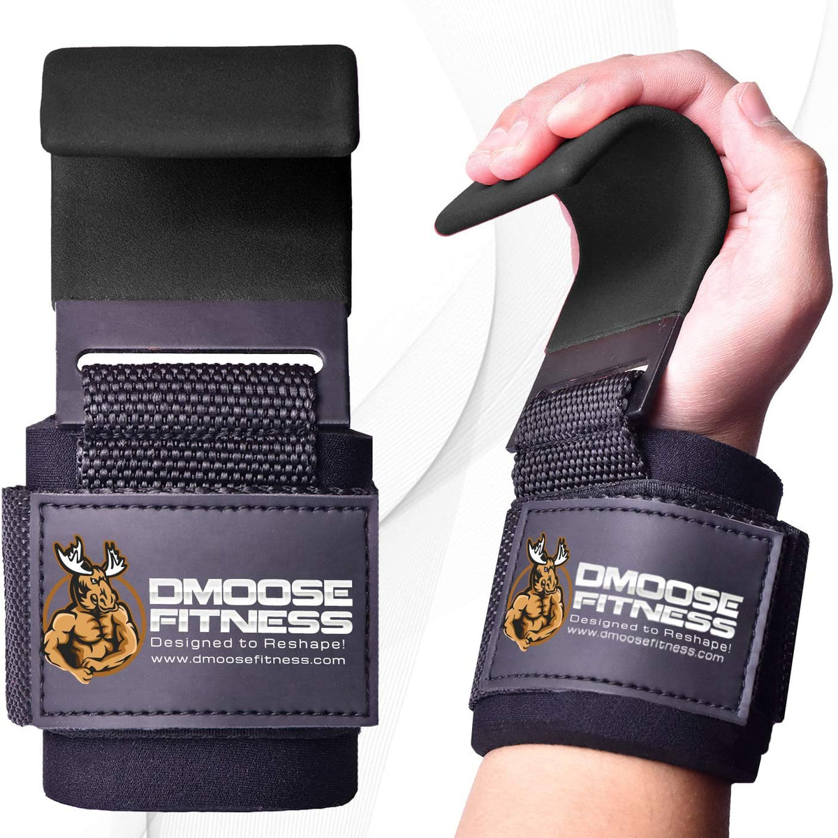 Weight Lifting Hooks Grip (Pair) - 8 mm Thick Padded Neoprene, Double ...