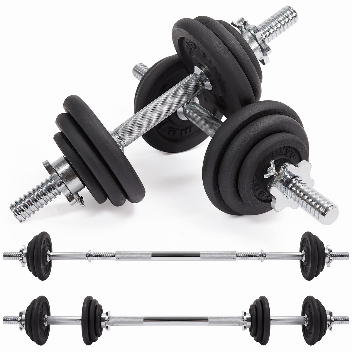 20kg Adjustable Dumbbell Set, One Set for All, Dumbbell and Barbell, C ...