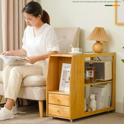 Movable Home Tea Coffee Table Small Tea Cart Office Solid Wood Mini Te ...