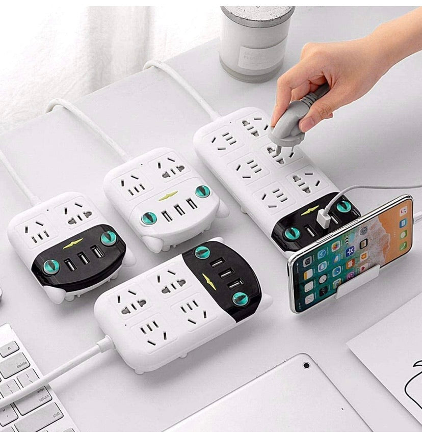 International Power Board Strip 6 Way Outlets Socket 3 Fast USB Chargi ...