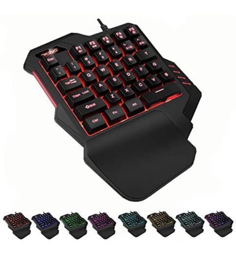 RGB Backlit Wired Gaming One Hand Keyboard – Easy Bargains